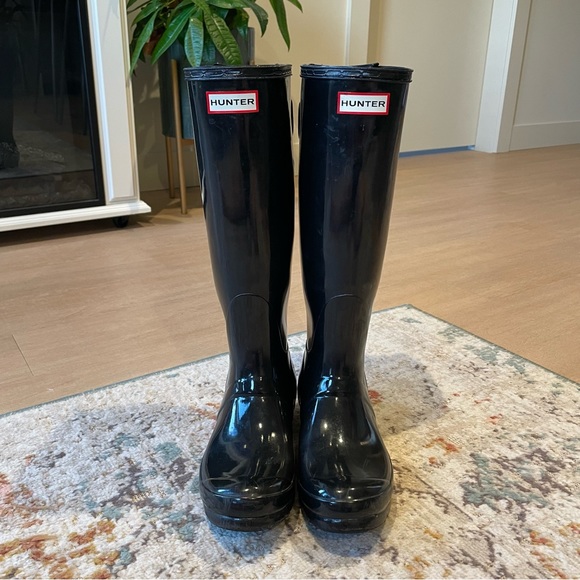 Hunter | Shoes | Hunter Original Adjustable Back Gloss Wellingtons Rain ...